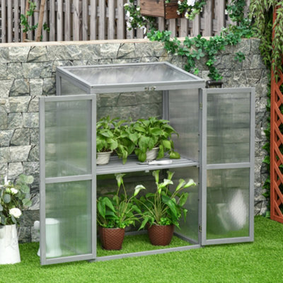 Outsunny Wood Cold Frame Greenhouse Outdoor Indoor PC Board 76 x 47 x ...