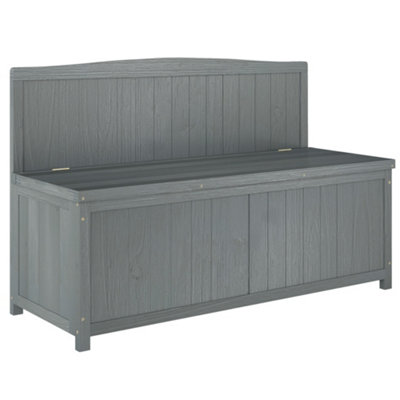 Outsunny Wood Storage Bench for Patio, Outdoor Garden Seating, Grey