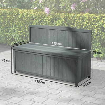 Outsunny Wood Storage Bench for Patio, Outdoor Garden Seating, Grey