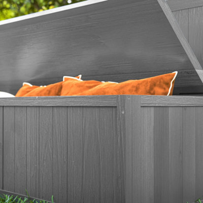 Outsunny Wood Storage Bench for Patio, Outdoor Garden Seating, Grey