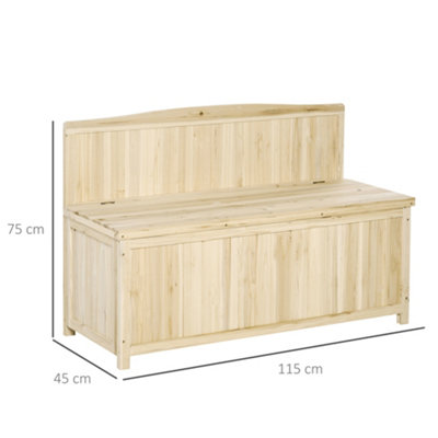 Outsunny Wood Storage Bench for Patio, Outdoor Garden Seating, Natural