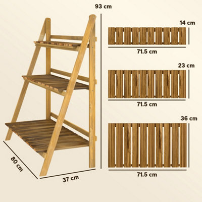 Outsunny Wooden Flower Pot Rack Holder Fold Storage Shelf Stand Vegetable