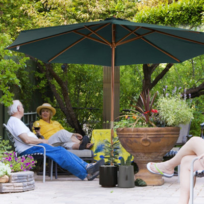 Outsunny Wooden Garden Parasol with Rope Pulley Mechanism and 8 Ribs ...