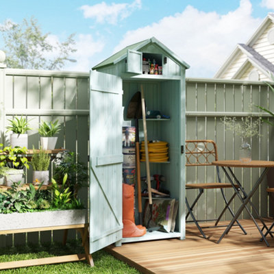 Outsunny Wooden Garden Storage Shed Tool Storage Box, 77 x 54 x 179 cm ...