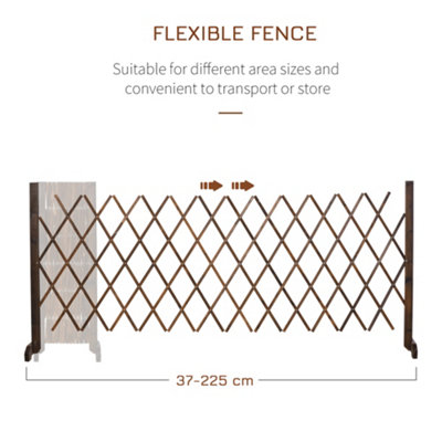 Outsunny Wooden Movable Fence Foldable Garden Screen Panel, Dark Brown