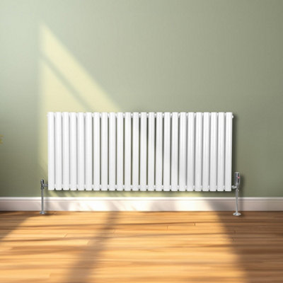 Oval Column Radiator & Valves - 600mm x 1440mm - White
