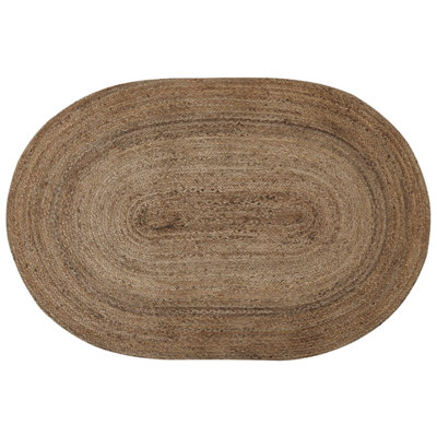Oval Jute Area Rug 120 x 180 cm Beige DEMIRCI | DIY at B&Q