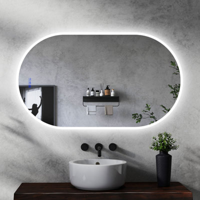 Oval LED Bluetooth Bathroom Mirror 700x1200mm 3 Colour Dimmable Lights ...