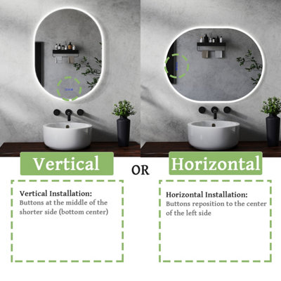 Oval LED Bluetooth Bathroom Mirror 700x1200mm 3 Colour Dimmable Lights ...
