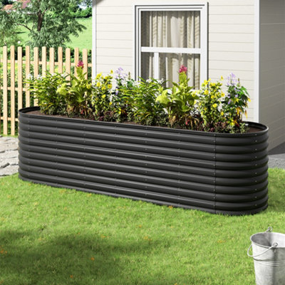 Oval-Shaped Galvanized Steel Raised Garden Bed, Assembly Required