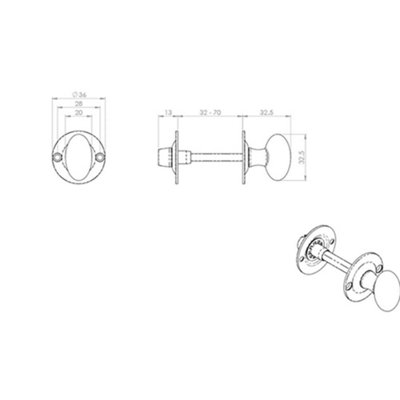 Oval Thumbturn Lock With Coin Release Handle 32 70mm Spindle Polished Brass