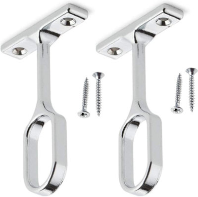 Oval Wardrobe Rail Centre Supports Brackets 19mm Polished Chrome ...
