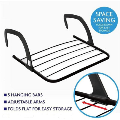 Over Radiator Airer Clothes Rack - Black Washing Dryer Drying Indoor ...
