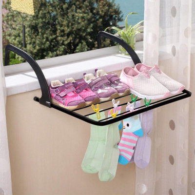 Over Radiator Airer Clothes Rack - Black Washing Dryer Drying Indoor ...