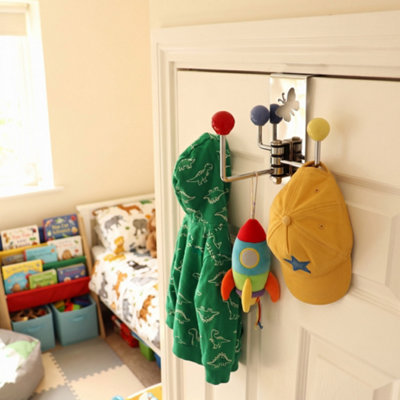 Over The Door Hooks Hanger with 3 Ceramic Rotating Hooks, Multi