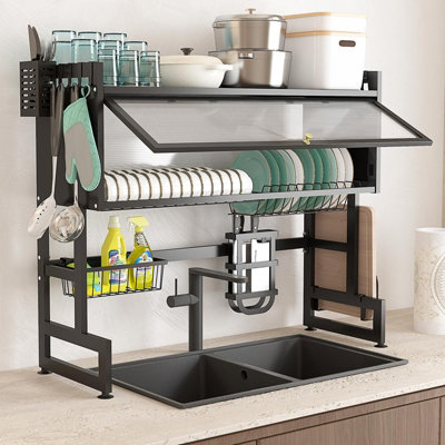Over The Sink Dish Drainer Drying Rack 2 Tier Dish Rack - 85CM