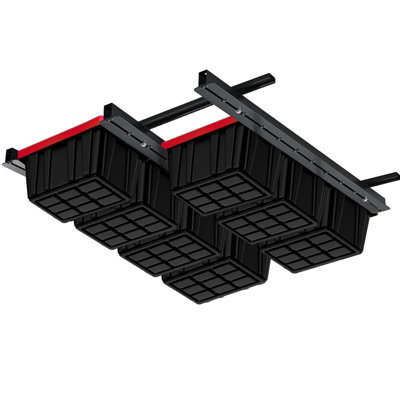 OVERHEAD ADJUSTABLE STORAGE BIN RACK TOTE BRACKETS GARAGE CEILING RAIL ...