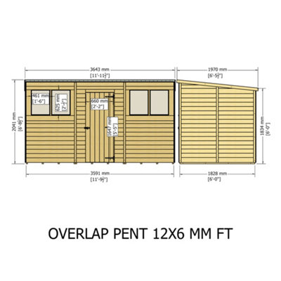 Overlap 12x6 Pent with single door