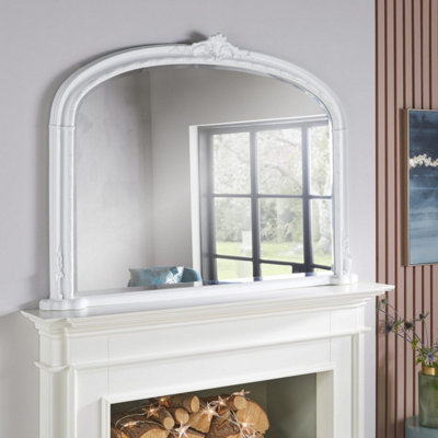 Overmantle Mirror Mayfair Arched Shape with White Frame- W 127cm x H ...