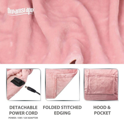 Oversized Electric Heated Wearable Blanket - Pink