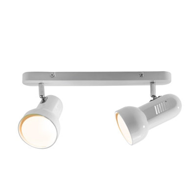 OWEN SPOTLIGHT GLOSS WHITE R80 2-BAR DOUBLE CEILING LIGHT FITTING SPOT ...
