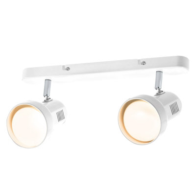 OWEN SPOTLIGHT GLOSS WHITE R80 2-BAR DOUBLE CEILING LIGHT FITTING SPOT ...
