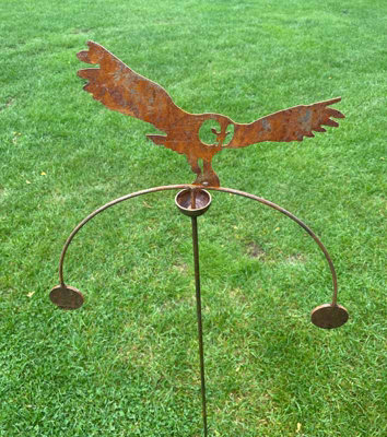 Owl Wind Rocker Double Bare Metal/Ready to Rust - Steel - W54 x H148.5 cm