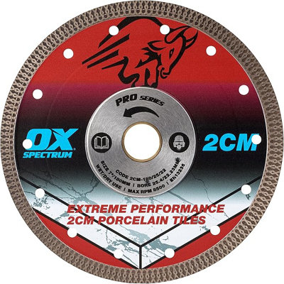 OX Pro 2CM Porcelain Cutting Blade 180 25.4 - 22.23mm