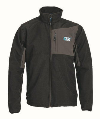 Ox Softshell Work Jacket Black & Grey - XXL | DIY at B&Q