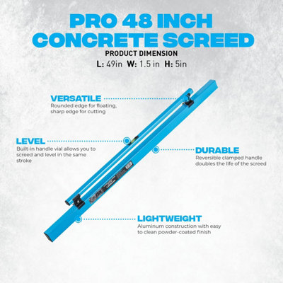 OX TOOLS Pro 1200mm 48" Concrete Cement Screed with Leveling Vial OX ...
