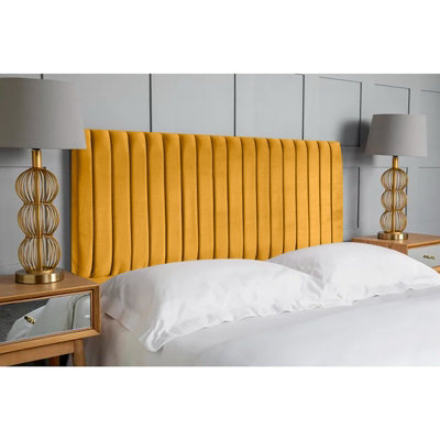 Oxford 54 inch Floorstanding Headboard Plush Velvet - Mustard | DIY at B&Q