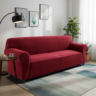 Oxford Homeware Wine Fitted Sofa Cover with Stretch & Anti-Slip Foam ...