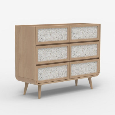 Oxy Six Drawer Chest - Mango Wood/MDF/Veneer - L115 x W45 x H90 cm ...