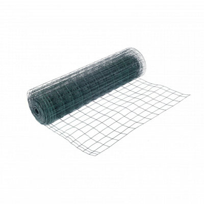 Oypla 1.2m x 25m Green PVC Coated Galvanised Steel Wire Mesh Fencing ...