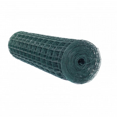Oypla 1.2m x 25m Green PVC Coated Galvanised Steel Wire Mesh Fencing ...