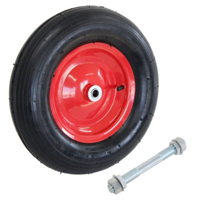 Oypla 16" 4.00-8 Steel Rim Wheelbarrow Replacement Pneumatic Tyre Wheel ...