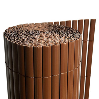 Oypla 1m x 3m Brown PVC Outdoor Garden Fencing Privacy Screen Roll