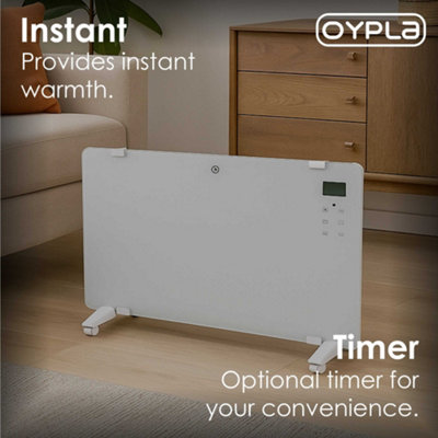 Oypla 2000W White Glass Free Standing/Wall Mounted Electric Panel ...