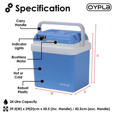 Oypla 24L 240V AC & 12V DC Coolbox Hot Cold Portable Electric Summer ...
