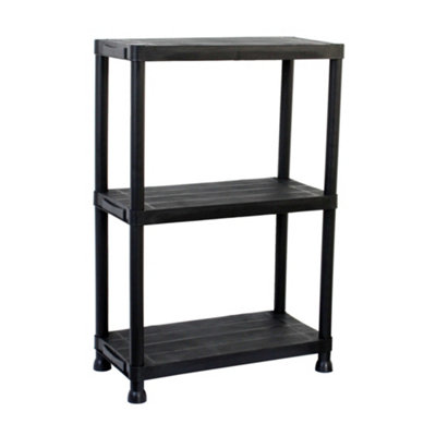Oypla 3 Tier Black Plastic Heavy Duty Shelving Racking Storage Unit