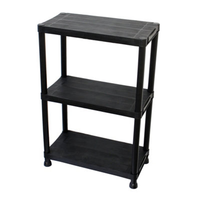 Oypla 3 Tier Black Plastic Heavy Duty Shelving Racking Storage Unit