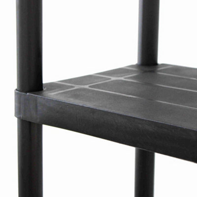 Oypla 3 Tier Black Plastic Heavy Duty Shelving Racking Storage Unit