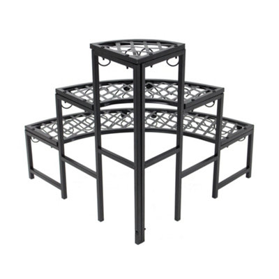 Oypla 3 Tier Corner Metal Garden Flower Staging Plant Stand Display Shelf