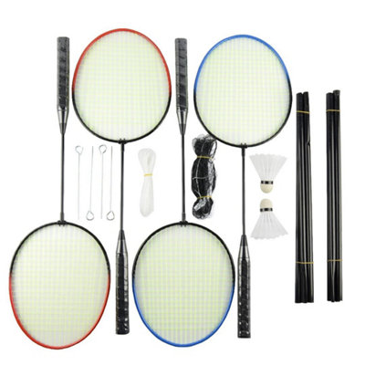 Oypla 4 Player Garden Badminton Set w/ Racket, Net, Shuttlecocks ...