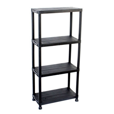 Oypla 4 Tier Black Plastic Heavy Duty Shelving Racking Storage Unit