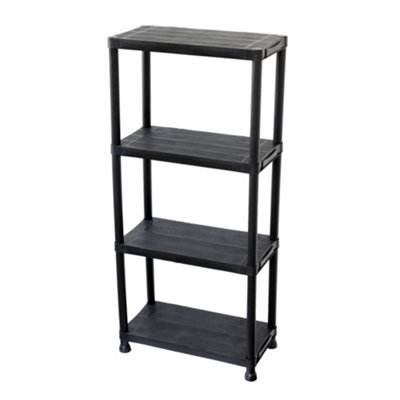 Oypla 4 Tier Black Plastic Heavy Duty Shelving Racking Storage Unit