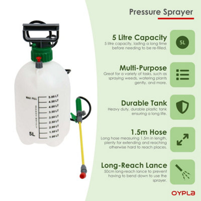 Oypla 5L 5 Litre Pump Action Pressure Crop Garden Weed Sprayer