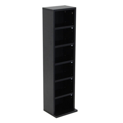 Oypla 6 Tier Black Wooden CD Game Book Shelf Storage Tower Rack - Fits ...