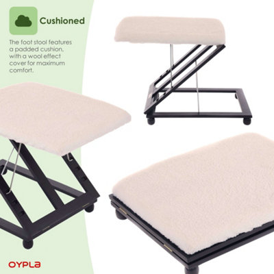 Oypla Adjustable Folding Cushion Padded Footstool Foot Leg Rest