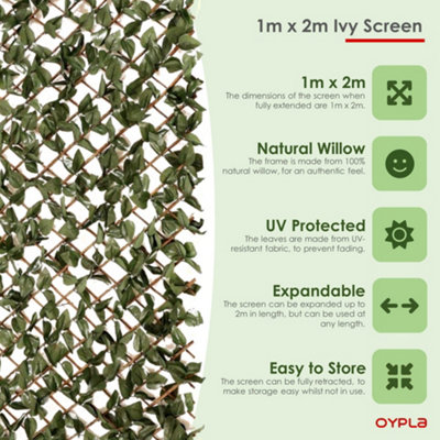 Oypla Artificial Ivy Leaf Willow Trellis Expandable Privacy Fence ...